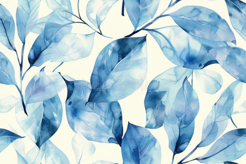Elegant Blue Foliage Seamless Pattern for Textile and Wallpaper Design ...