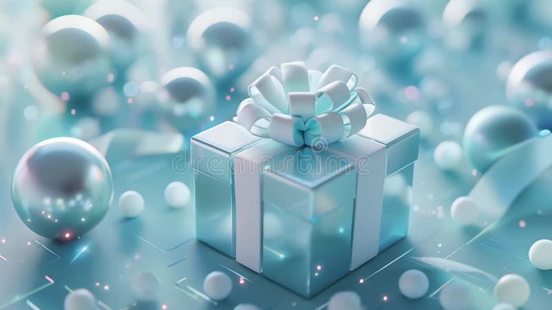 Elegant Blue Gift Box with Ribbon in a Sparkling Setting Stock Footage ...