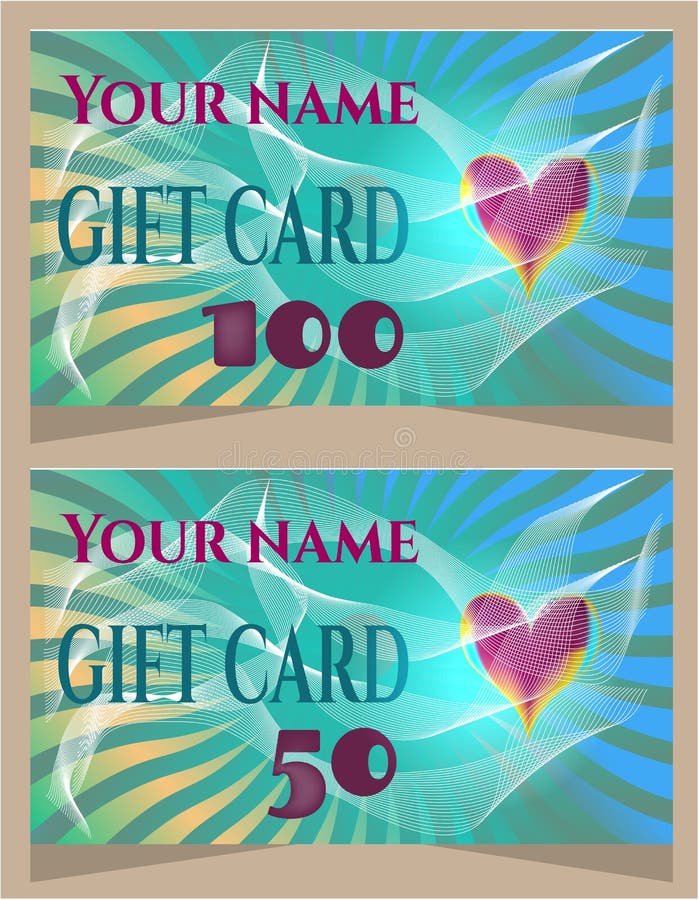 Elegant, Blue Gift Card with Text and Heart Stock Vector - Illustration ...