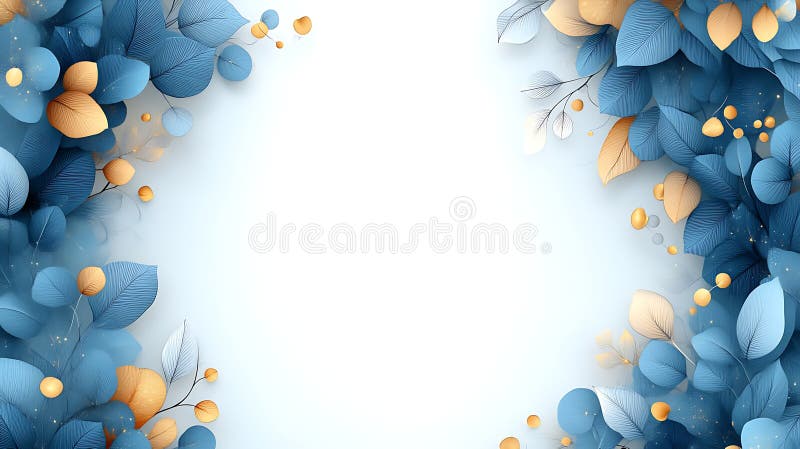 Elegant Blue and Gold Leaf Border Design Stock Illustration ...