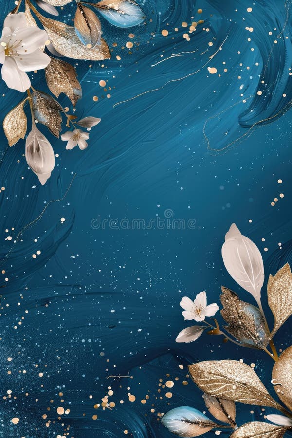 Elegant Blue and Gold Leaf Motif on a Bright Background Stock Photo ...