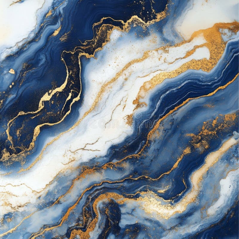 Elegant Blue and Gold Marble Pattern with Fluid Abstract Design Stock ...