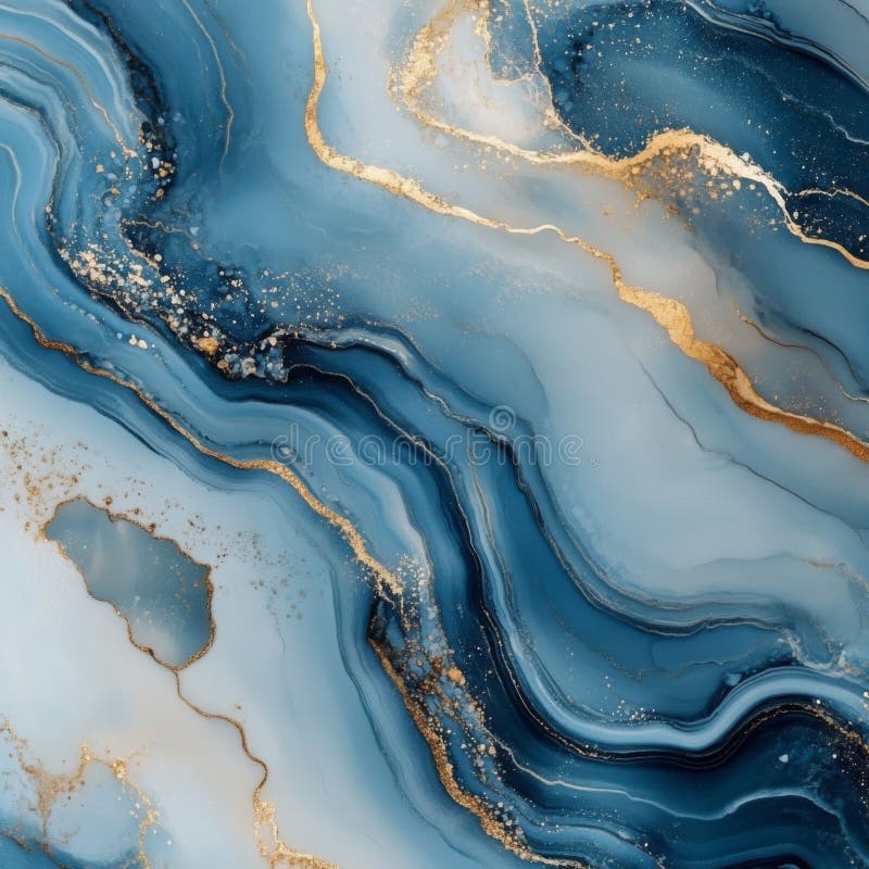 Elegant Blue and Gold Marble Texture with Fluid Patterns Stock Image ...