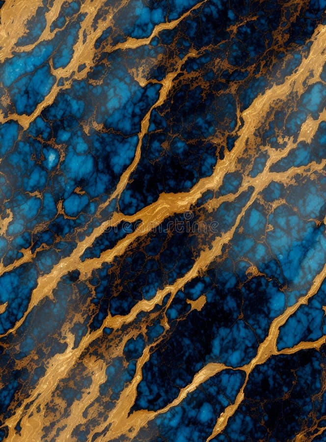 Elegant Blue and Gold Marble Texture with Seamless Pattern Veins Stock ...