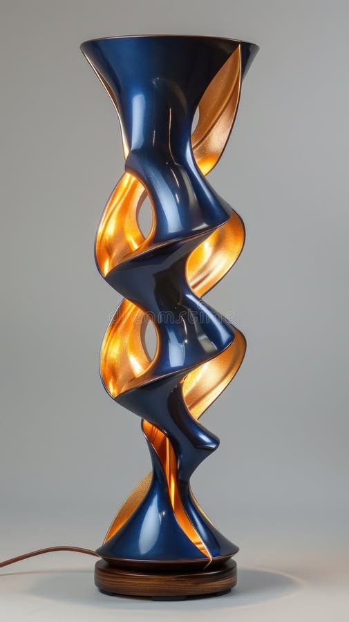 Elegant Blue and Gold Modern Lamp with Unique Design Stock Illustration ...