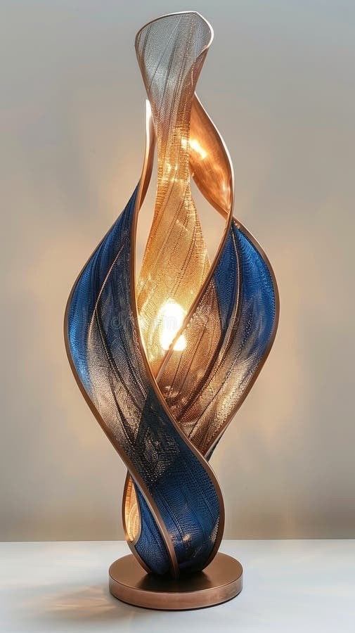 Elegant Blue and Gold Modern Lamp with Unique Design Stock Illustration ...