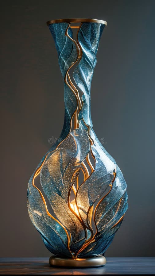 Elegant Blue and Gold Modern Lamp with Unique Design Stock Illustration ...