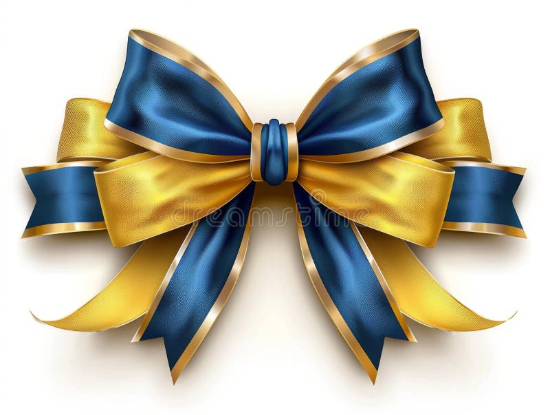 Elegant Blue and Gold Ribbon Bow for Gift Wrapping and Celebrations ...