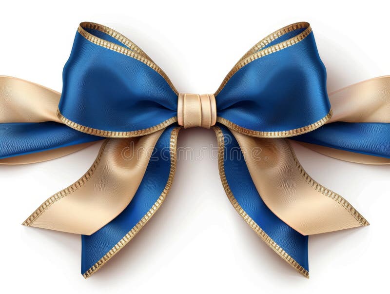 Elegant Blue and Gold Ribbon Bow for Gift Wrapping and Decorations ...