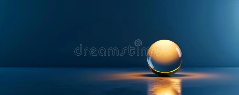 Elegant Blue and Gold Sphere on Reflective Surface with Ambient ...