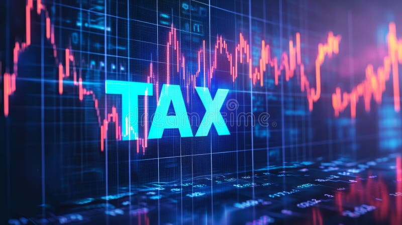 Elegant Blue Gradient Background with TAX and Financial Graphs Stock ...