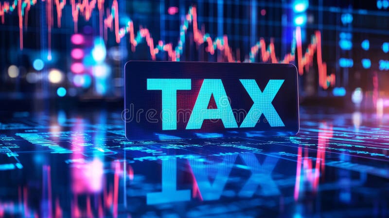 Elegant Blue Gradient Background with TAX and Financial Graphs Stock ...