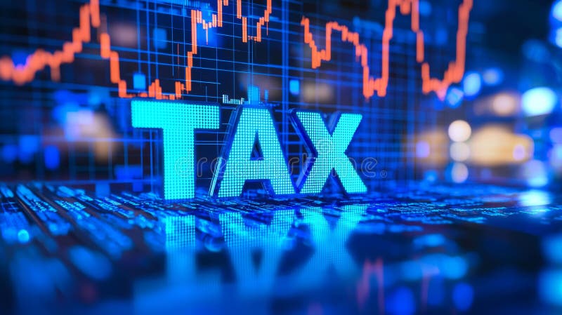 Elegant Blue Gradient Background with TAX and Financial Graphs Stock ...