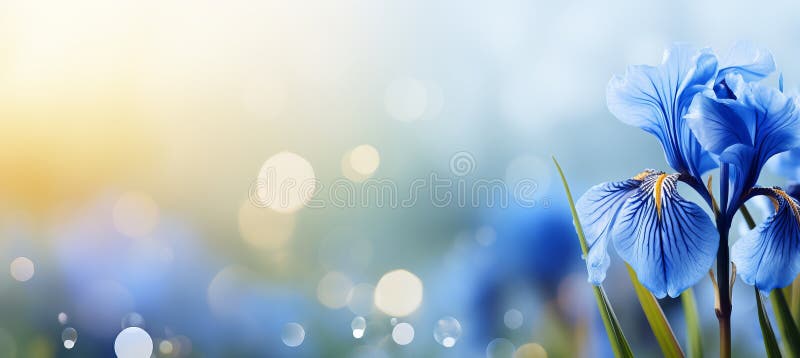 Elegant Blue Iris Flower with Enchanting Bokeh Background and Ample ...