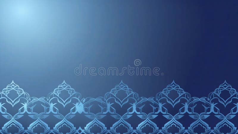 Elegant Blue Islamic Background with Geometric Border for Ramadan and ...