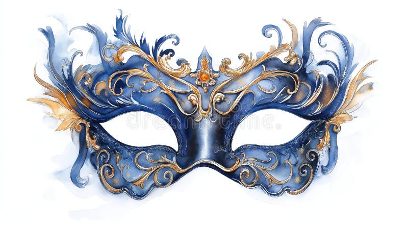 An Elegant Blue Masquerade Mask with Intricate Silver Detailing Stock ...