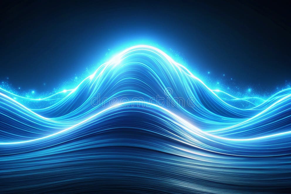 Elegant Blue Neon Wave Background - Premium Design Stock Illustration ...