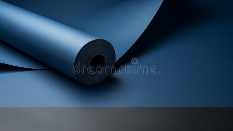 Elegant Blue Paper Roll Resting on a Smooth Surface in a Calming Studio ...