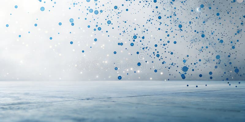 Elegant Blue Particles Falling on a Light Gray Surface Stock ...