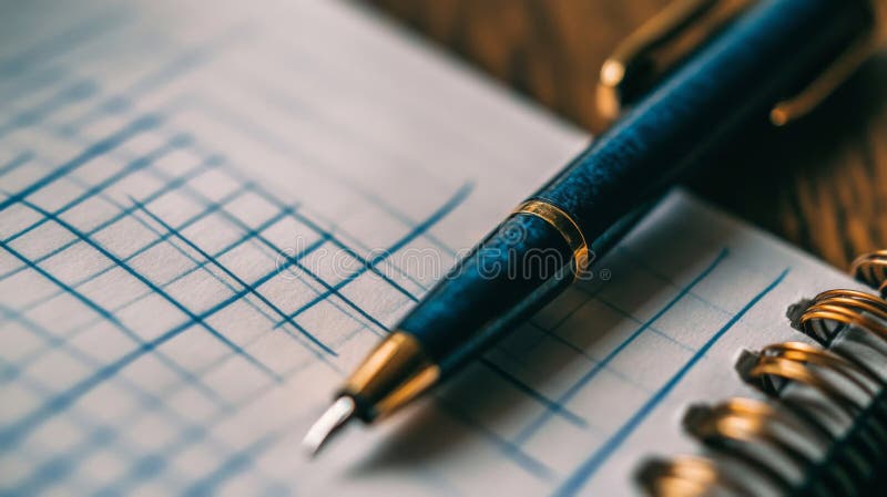 Elegant Blue Pen Rests on Gridded Notebook Paper Stock Illustration ...