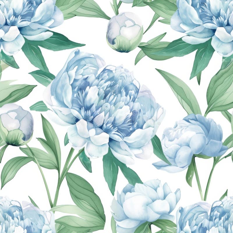 Elegant Blue Peonies Pattern for Springtime Design Stock Image - Image ...