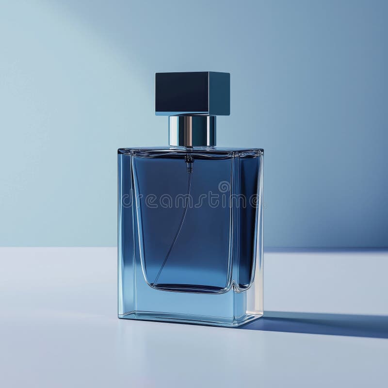 Elegant Blue Perfume Bottle Casting a Shadow on a Gradient Background ...