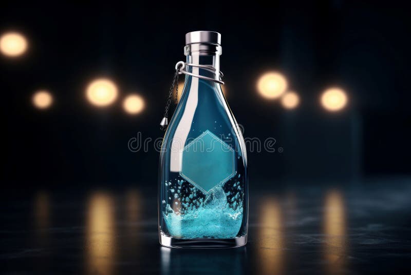 Elegant Blue Potion Bottle on Dark Background Stock Photo - Image of ...