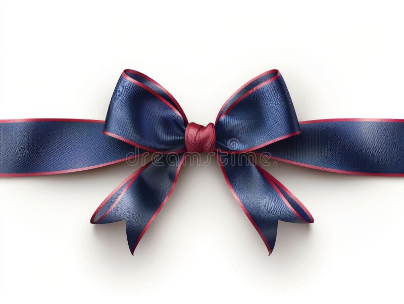 Elegant Blue and Red Satin Ribbon Bow on White Background for ...