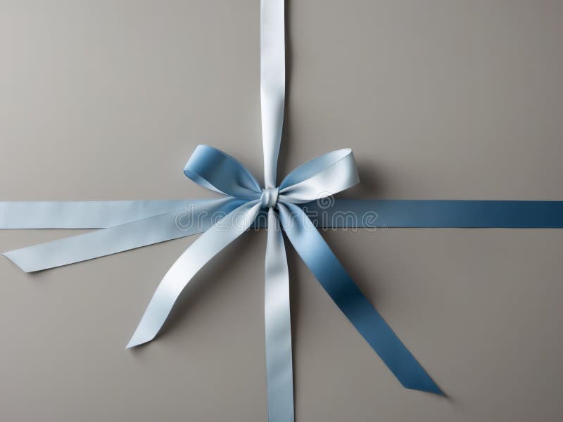 Elegant Blue Ribbon Bow on Grey Background. Stock Photo - Image of ...