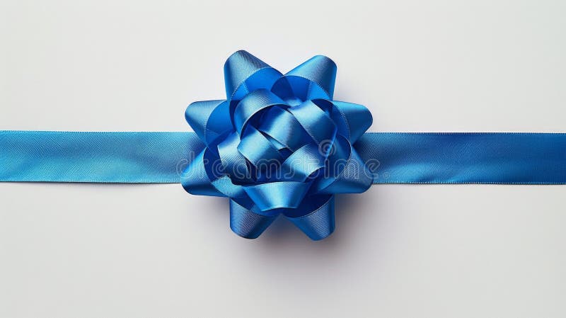 Elegant Blue Ribbon with Bow on White Background Stock Image - Image of ...