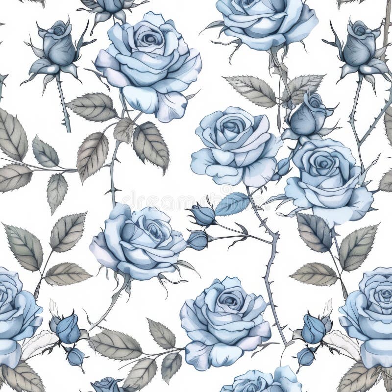 Elegant Blue Rose Pattern for Romantic Floral Backgrounds Stock Image ...