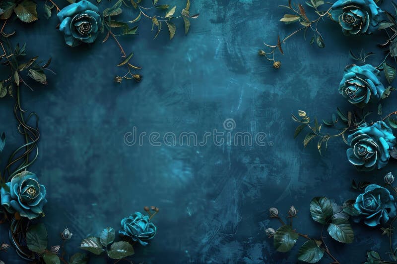 Elegant Blue Roses Frame on Textured Background Stock Illustration ...