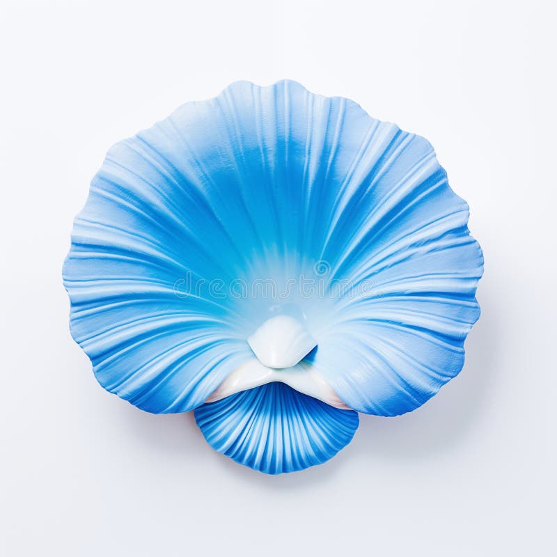 Elegant Blue Seashell with Soft Gradient Tones Against White Background ...