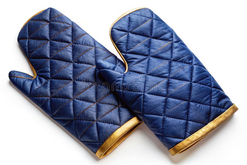 Elegant Blue Silk Oven Mitts with Wooden Texture a Luxurious Kitchen ...