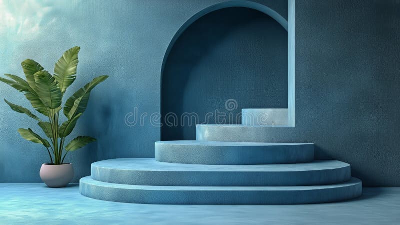 Elegant Blue Stage with Arches Designed for Performances or ...