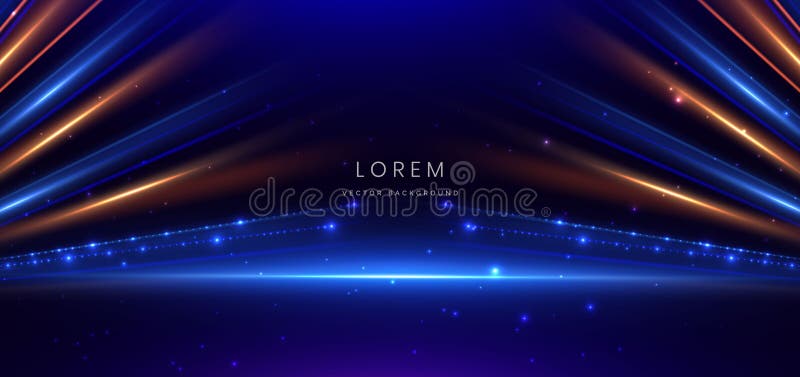 Elegant Blue Stage Background with Blue Dot Neon Line and Lighting ...