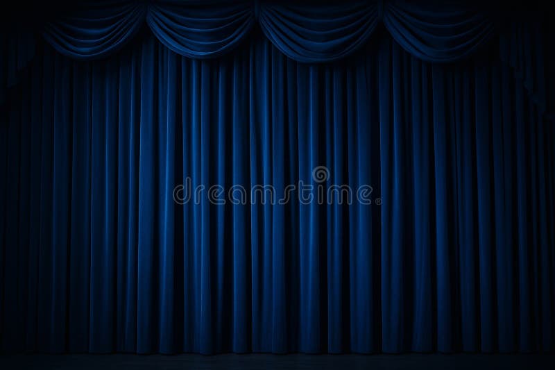 Elegant Blue Stage Curtain Ready for a Performance in a Theater Setting ...