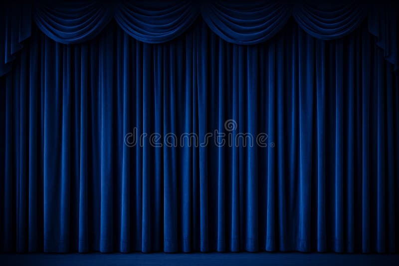 Elegant Blue Stage Curtain Ready for a Performance in a Theater Setting ...