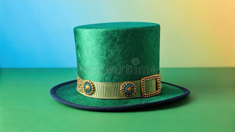 Elegant Blue To Green Gradient Leprechaun Hat with Clover, St. Patrick ...
