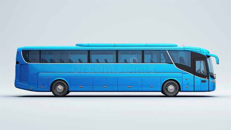 Elegant Blue Tour Bus Front View. Stock Illustration - Illustration of ...