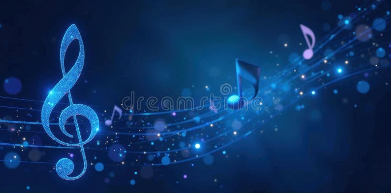 Elegant Blue Treble Clef Music Notes Border Design , Border, Decoration ...