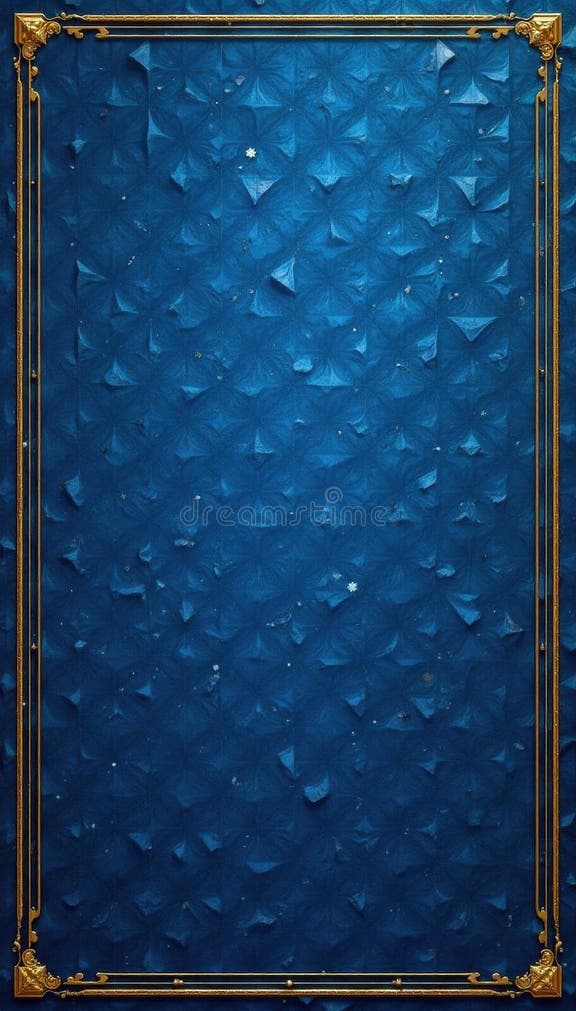 Elegant Blue Triangle Pattern on Gold Frame Background, Stylish ...