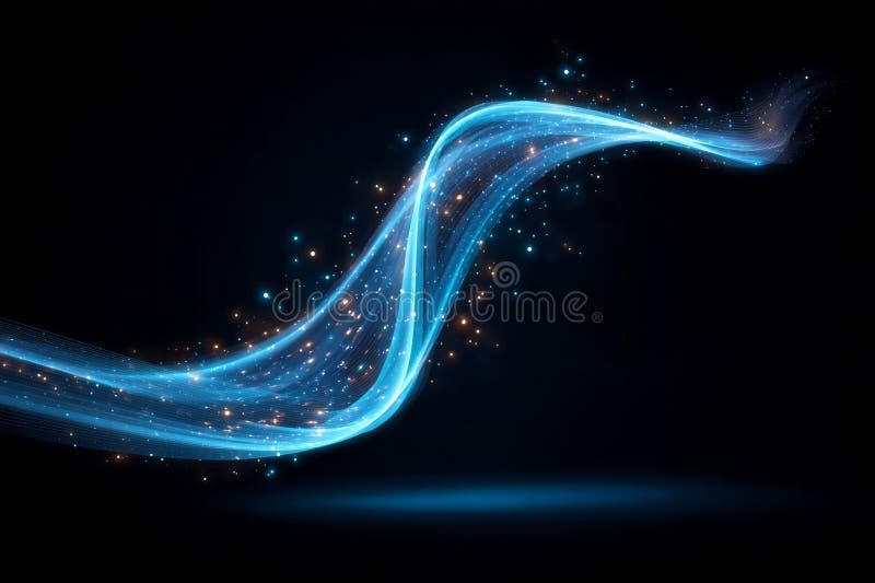 Elegant Blue Wave Burst with Glittering Particles, Abstract Light ...