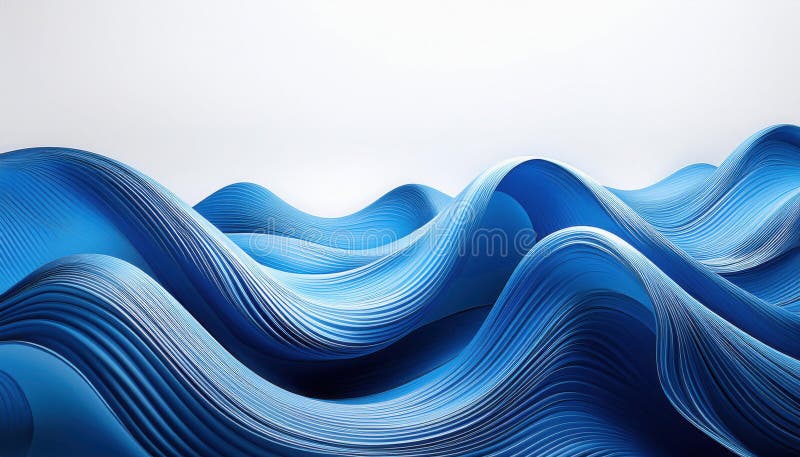 Elegant Blue Wave Pattern on a White Surface Creates a Soothing and ...
