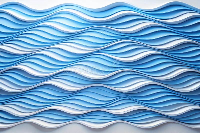 Elegant Blue Wave Pattern on White Surface Stock Illustration ...