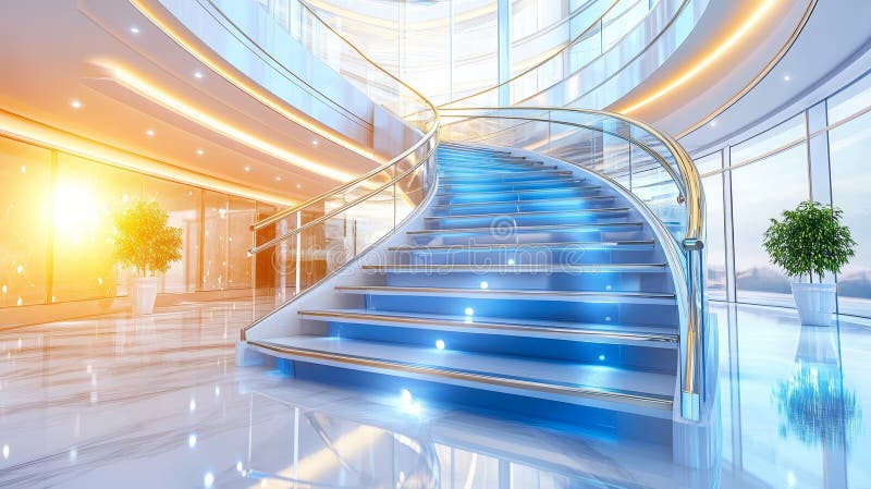 Elegant Blue and White Staircase Design Modern Architecture Interior ...