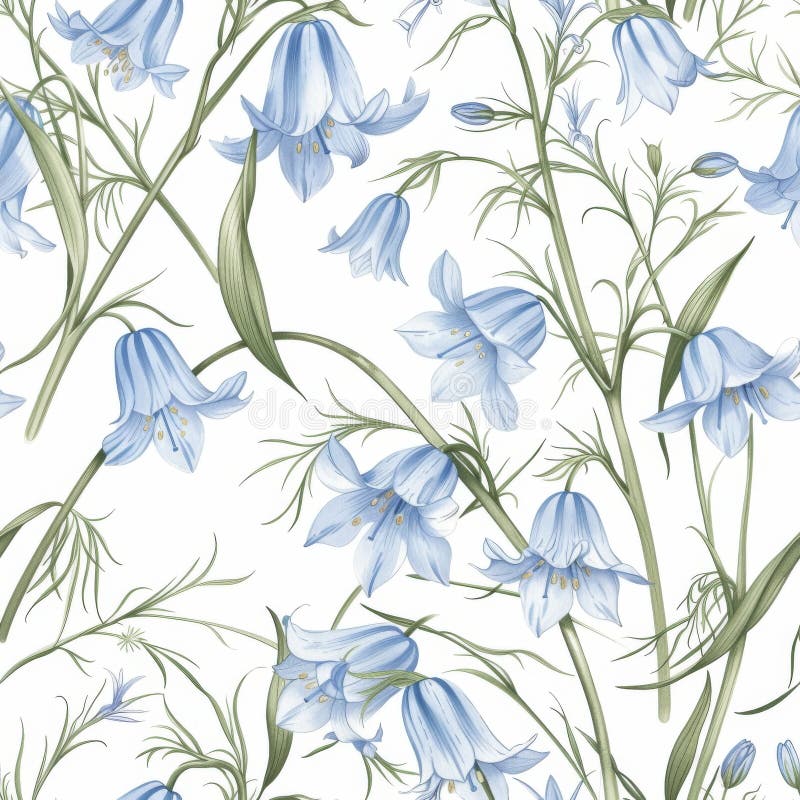 Elegant Bluebell Floral Pattern for Springtime Design Stock Image ...
