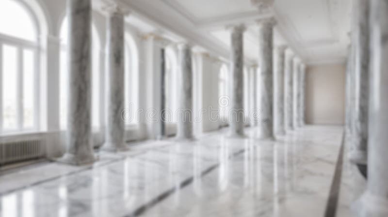Elegant Blurred Interior Classical Architecture Columns Marble Floor ...