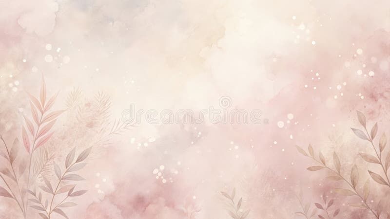 Elegant Blush Pink Watercolor Background with Delicate Botanical ...