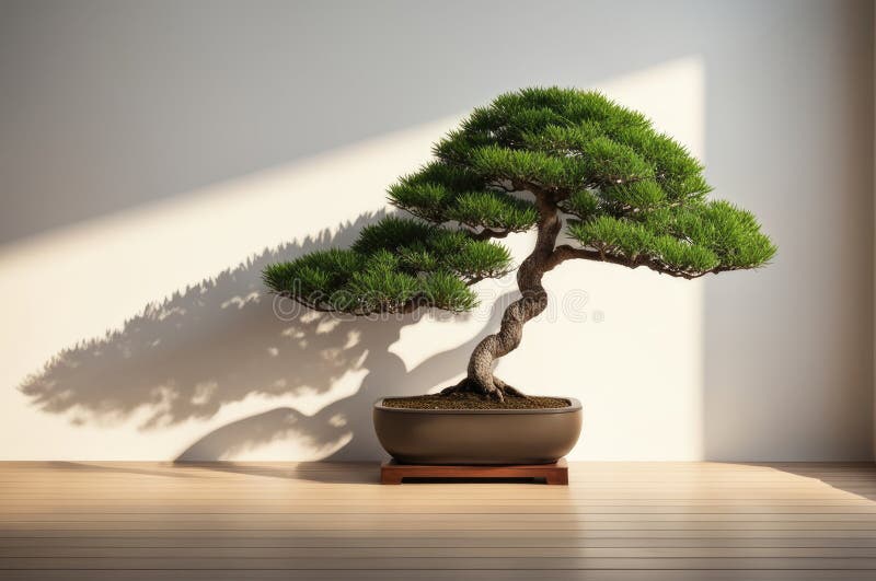 Elegant Bonsai Tree in a Sunlit Room with Trendy Shadows Stock Photo ...